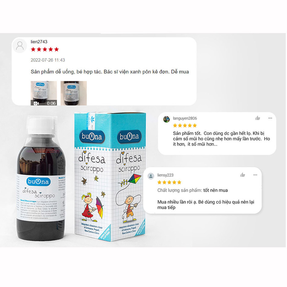 [CHÍNH HÃNG] Buona Difesa Sciroppo - Siro tăng đề kháng hô hấp